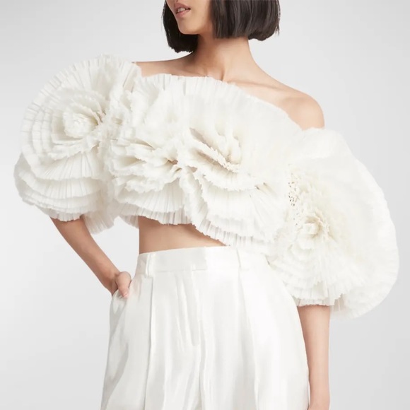 Aje | Tops | Iso Aje Expressive Pleated Organza Crop Top | Poshmark